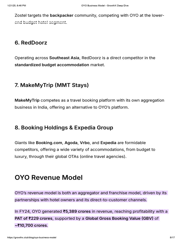OYO Business Model - GrowthX Deep Dive | PDF | Economic Growth | Business Model