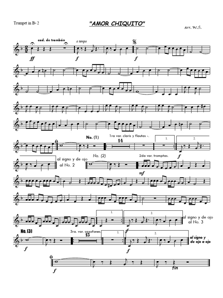 Amor Chiquito - Trumpet in BB 2 | PDF