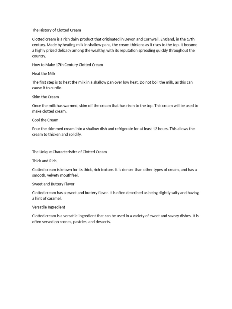 History and Making of Clotted Cream | PDF