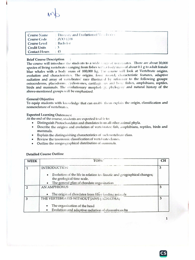 Vertebrates Notes | PDF