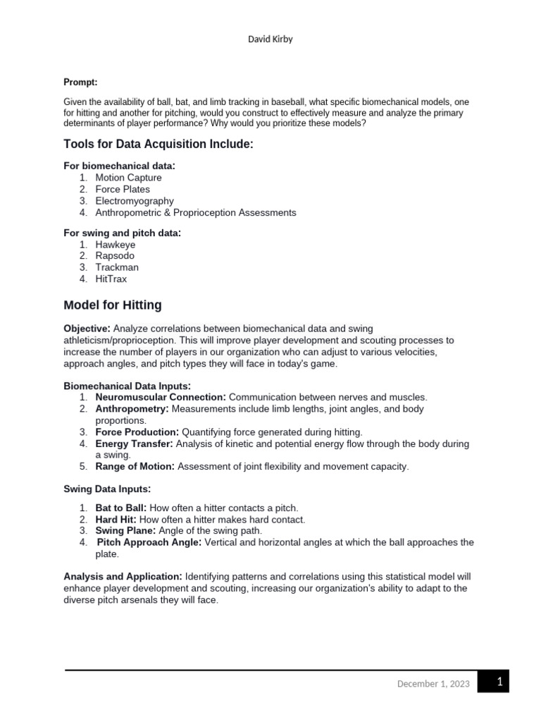 Philadelphia Phillies 2023-2024 Biomechanical Models | PDF | Pitcher ...