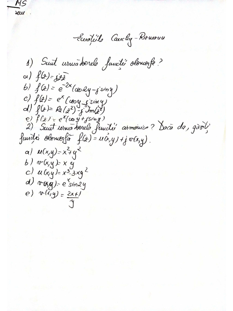 Ecuatiile Cauchy-Riemann | PDF