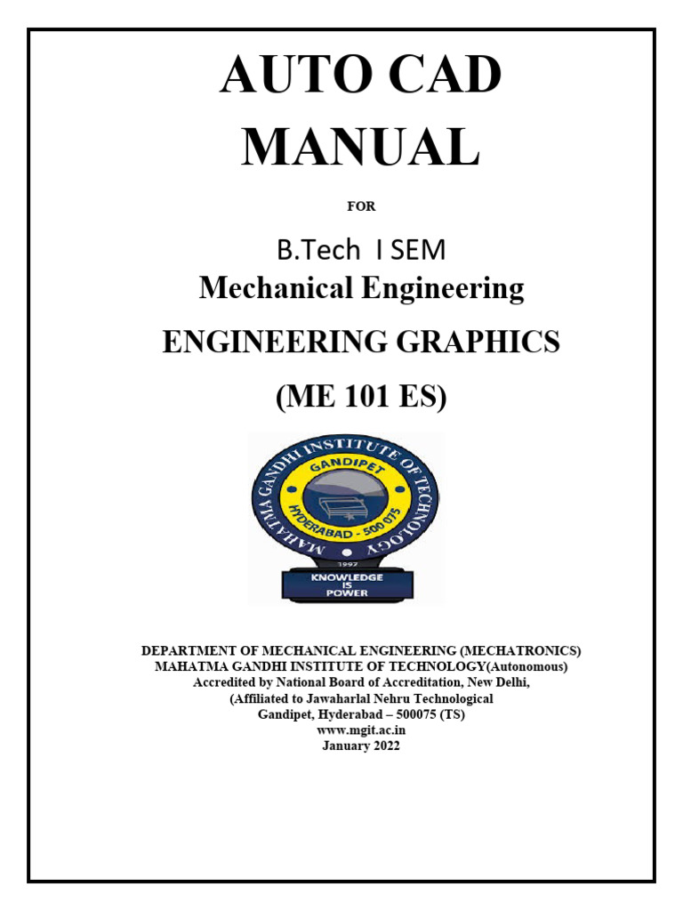 AutoCAD Manual for B.Tech Mechanical Engineering | PDF | Graphical User ...