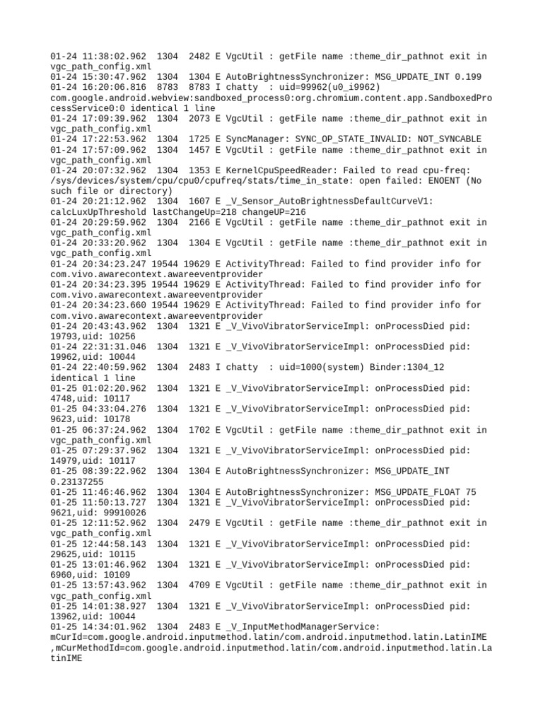 VgcUtil Errors and System Logs | PDF | Computing | Computer Engineering
