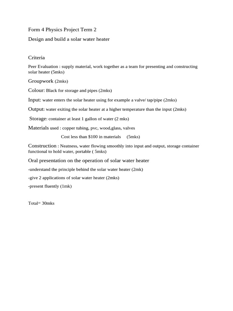 Form 4 Physics Project Term 2 | PDF