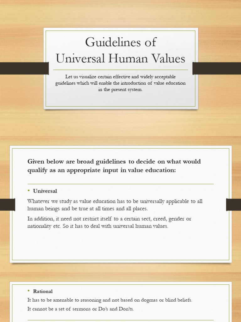 Guidelines of Universal Human Values | PDF