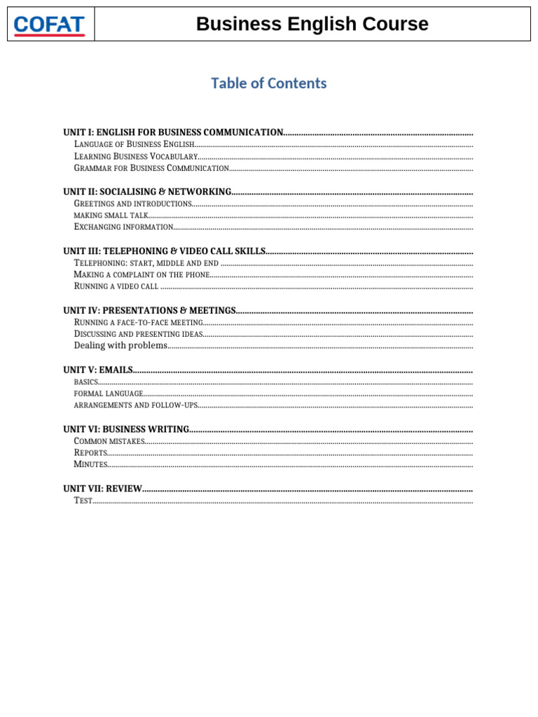 Business English Communication Course | PDF | Verb | Grammatical Number