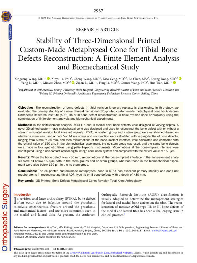 Stability of Three-Dimensional Printed Custom-Made | PDF | Orthopedic ...