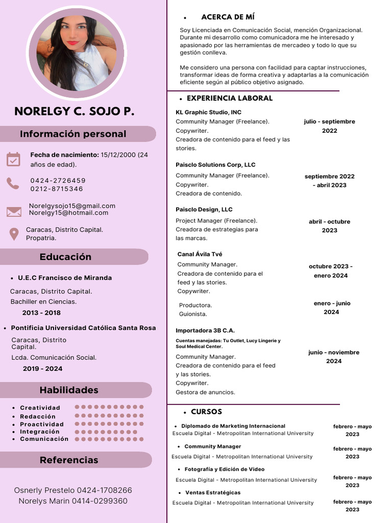 Curriculum - Norelgy Sojo | PDF