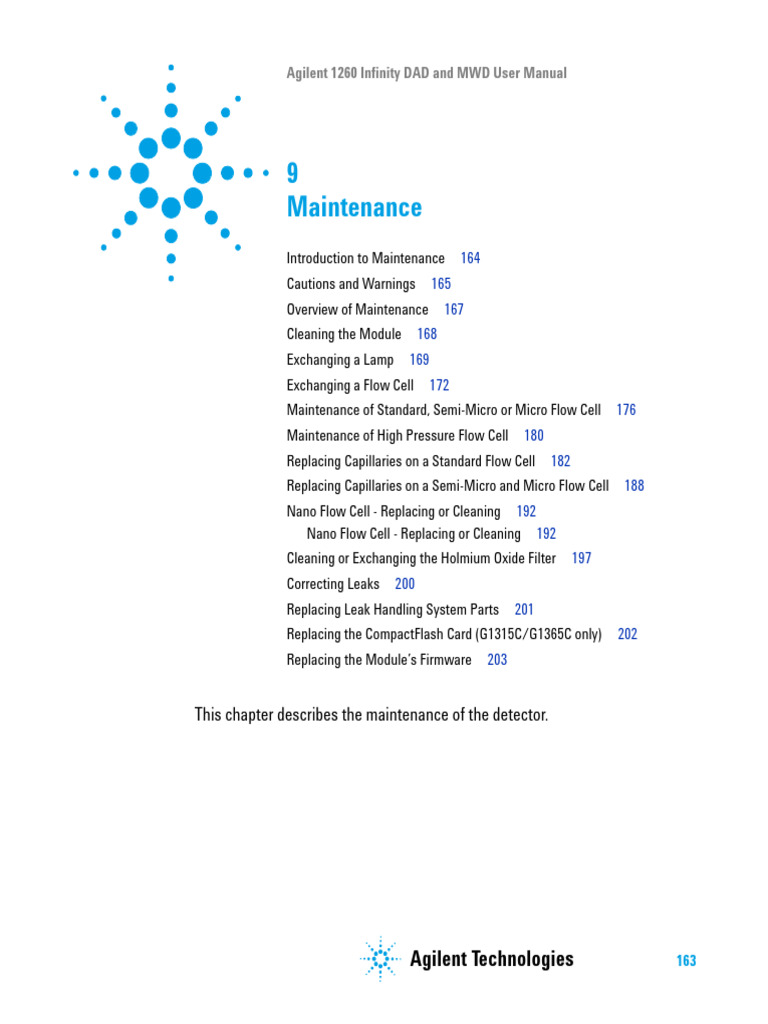 Agilent 1260 Infinity DAD/MWD Maintenance Guide | PDF | Leak | Ultraviolet