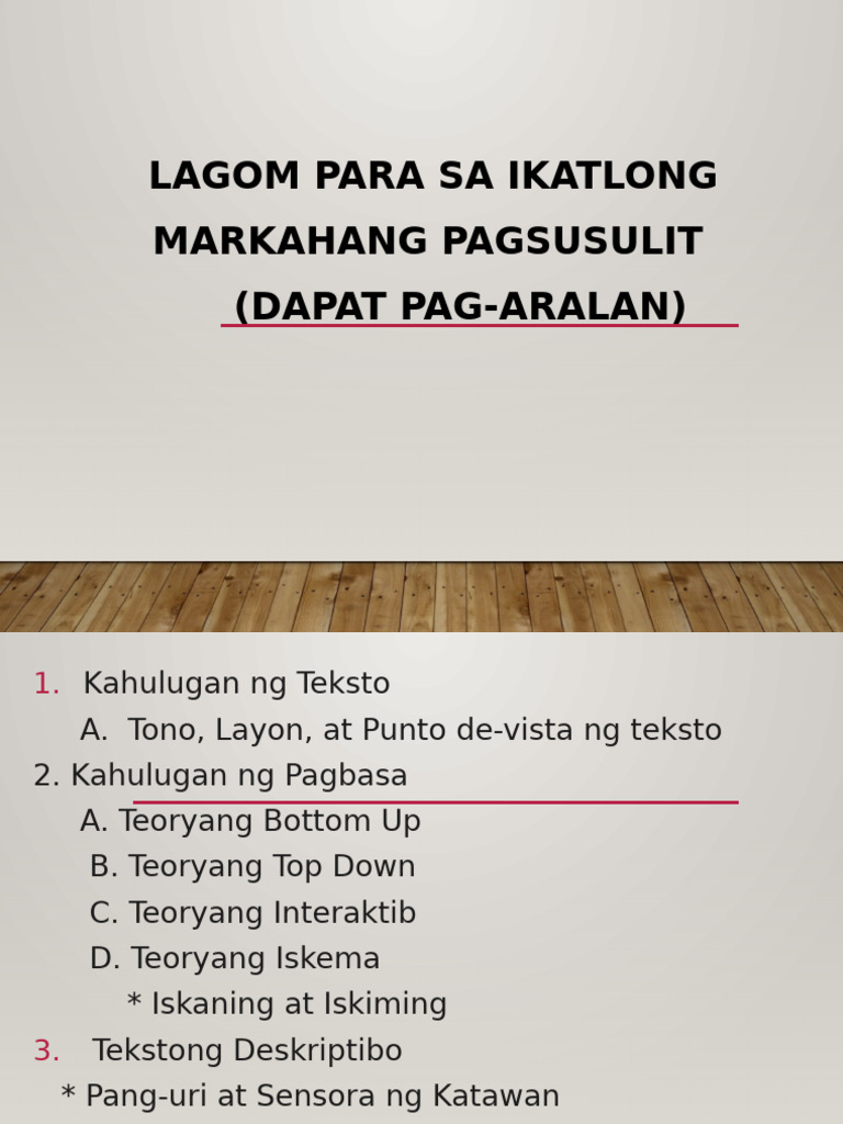 Pointers For 3rd Quarter Exam Fil. | PDF