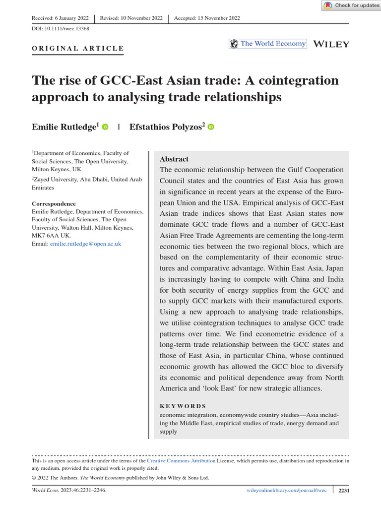 GCC-East Asia Trade Dynamics Analysis | PDF | Gulf Cooperation Council ...
