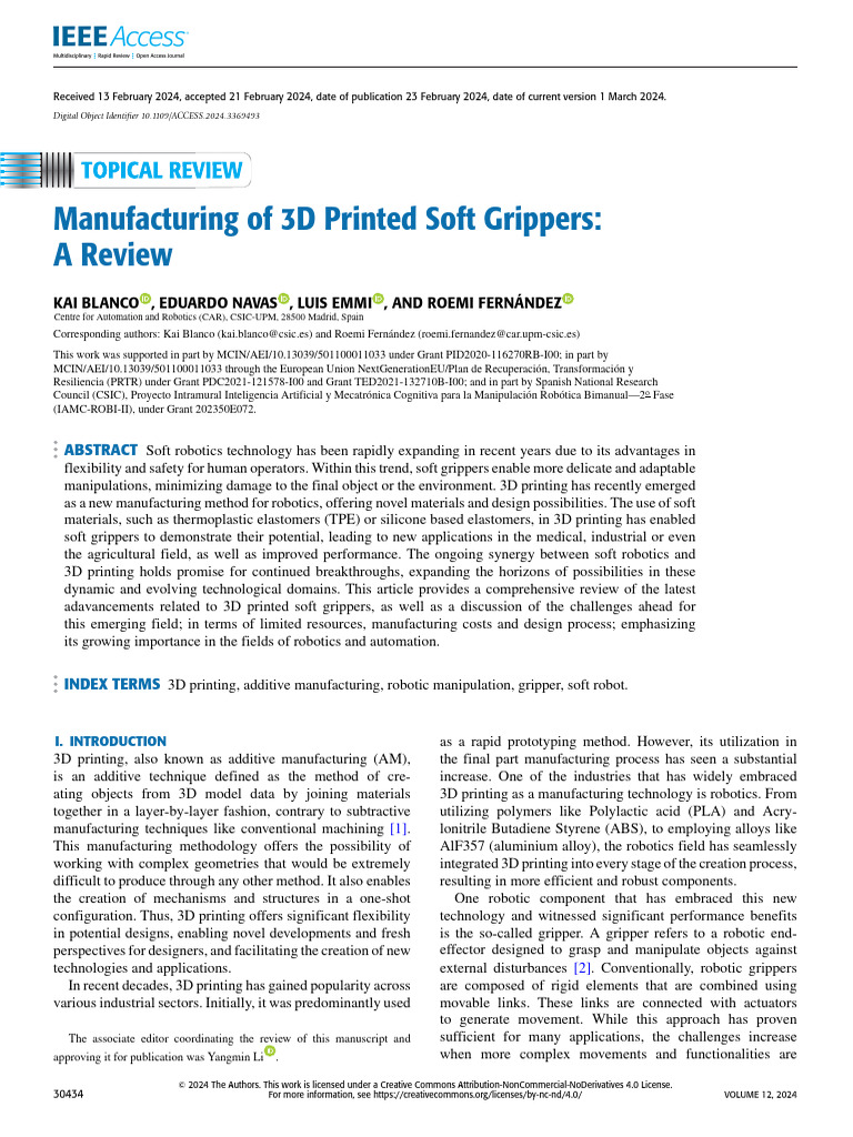 Manufacturing of 3D Printed Soft Grippers A Review | PDF | 3 D Printing ...