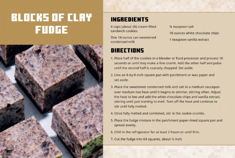 Blocks of Clay Fudge Recipe Card From Minecraft Gather Cook Eat ...