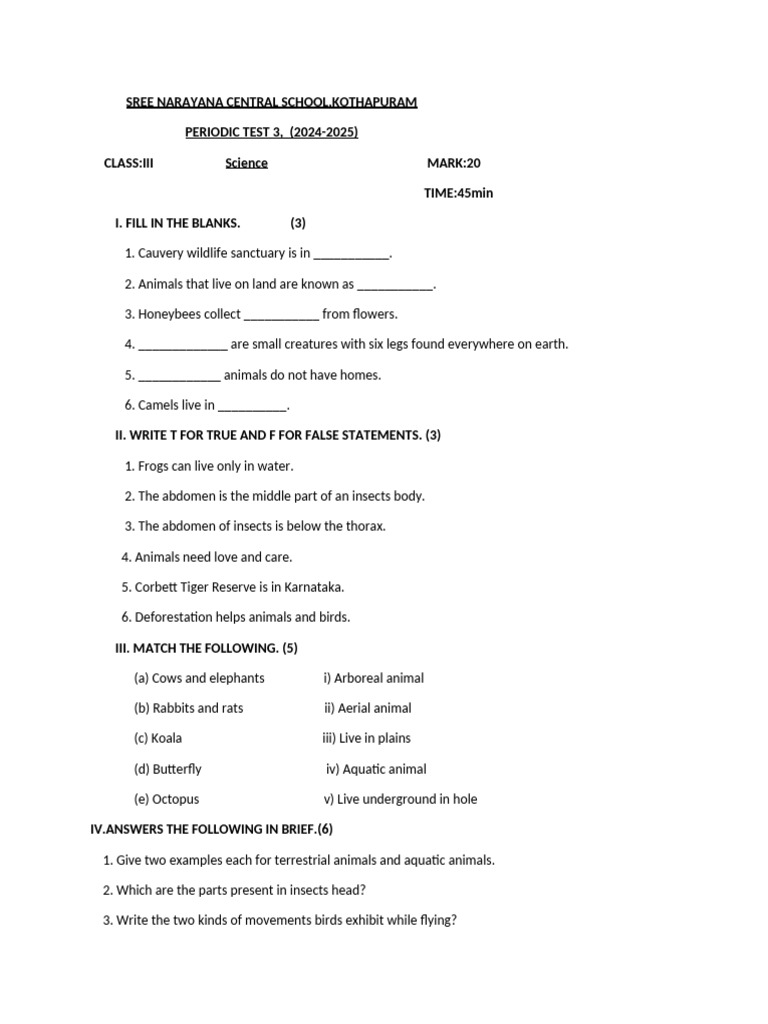Class 3 pt3 Science | PDF
