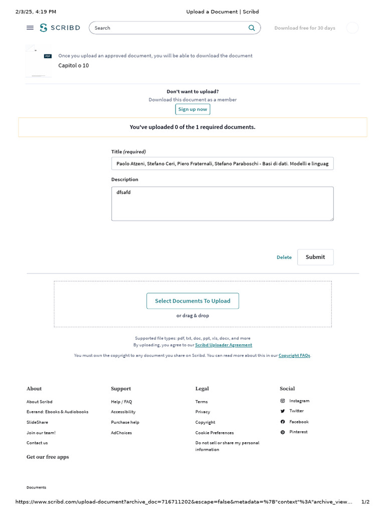 Upload A Document - Scribd | PDF | Scribd | World Wide Web