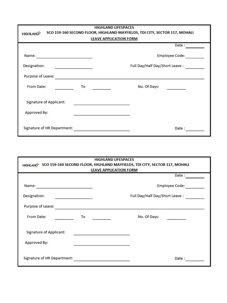 Leave Application Form | PDF