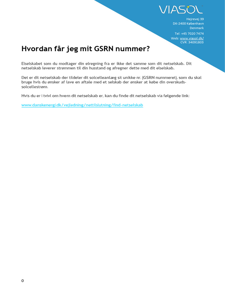 Hvordan Faor Jeg Mit GSRN Nummer | PDF