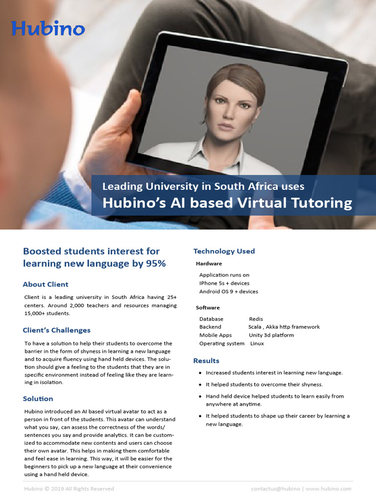 Hubino's AI Based Virtual Tutoring: Leading University in South Africa Uses | PDF | Mobile ...