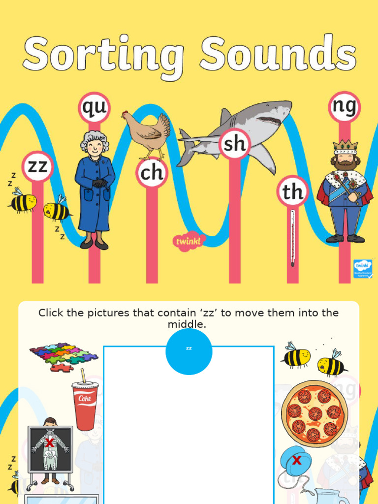 ZZ, Qu, CH, SH, TH, NG Initial Sounds PowerPoint Game | PDF