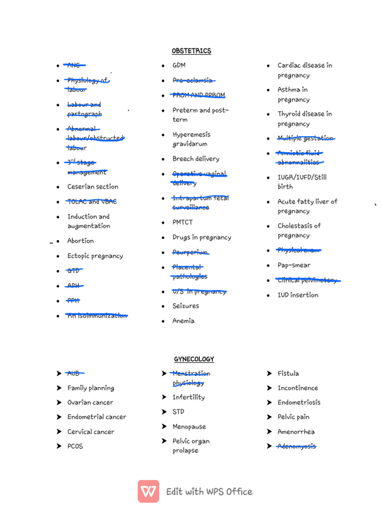Obgyn Topic List - 241122 - 175538 | PDF | Childbirth | Pregnancy