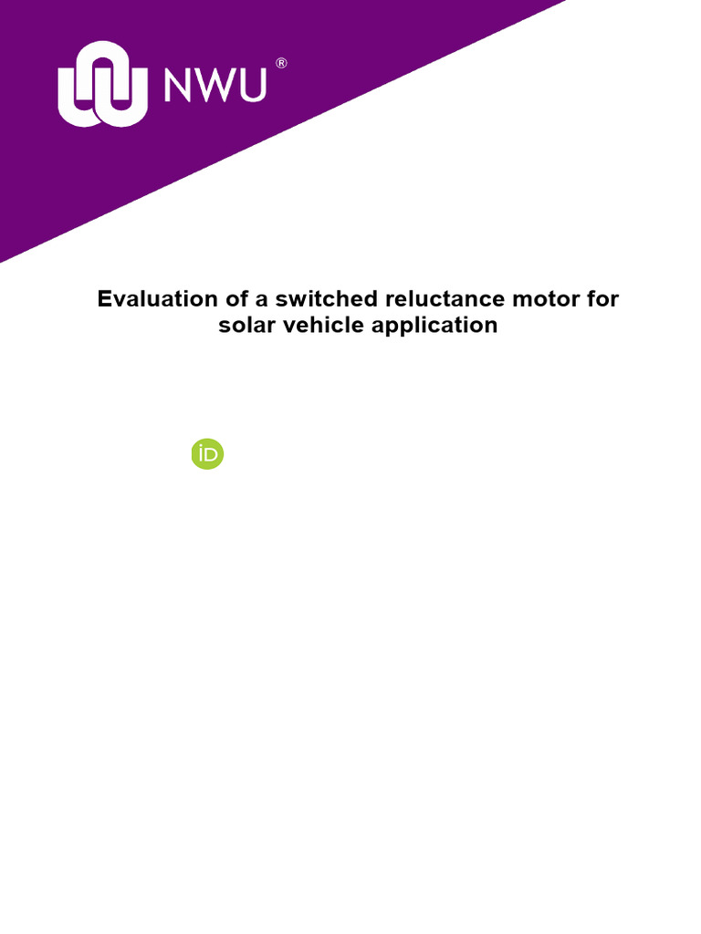 Evaluation Of A Switched Reluctance Motor For Solar Vehicle Application Pdf Electric Motor