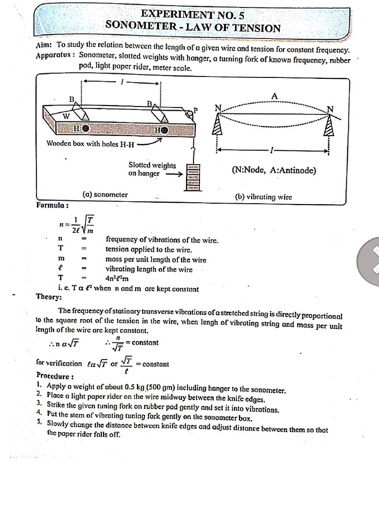 Sonometer Law of Tension | PDF