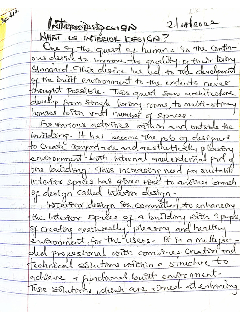 Interior Design Lecture Note | PDF