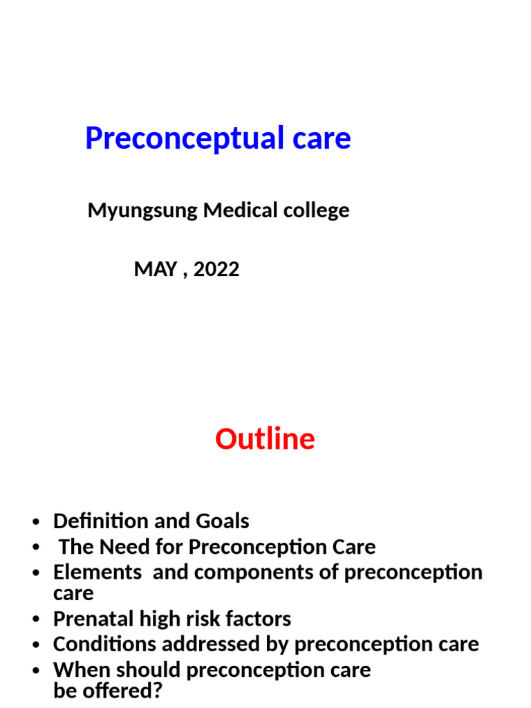 3 Preconception Care - 22 | PDF | Pregnancy | Prenatal Development