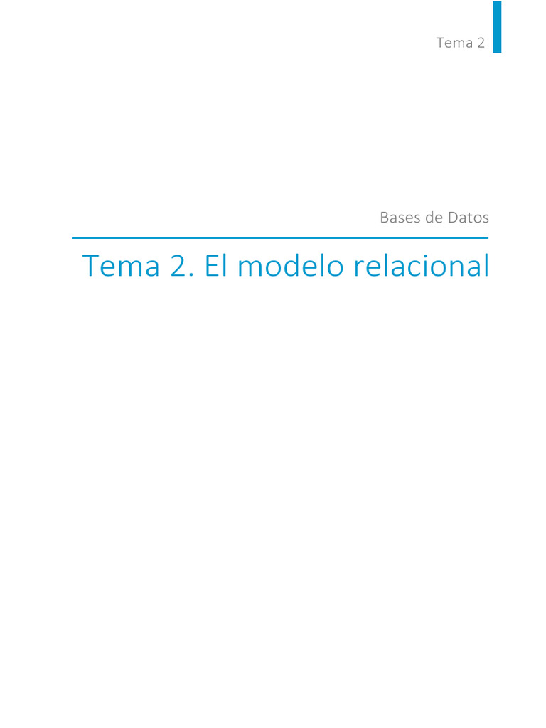 Tema 2 Modelo Relacional | PDF | Base de datos relacional | Bases de datos