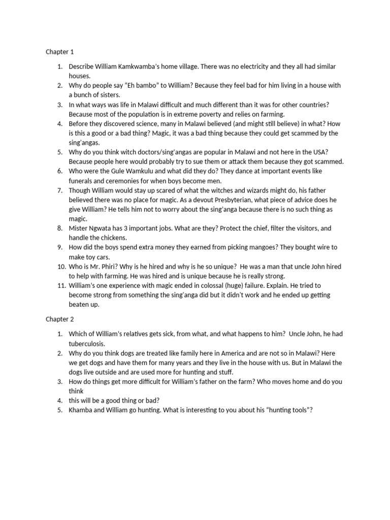 Chapter 1 Boy Who Harnessed The Wind | PDF