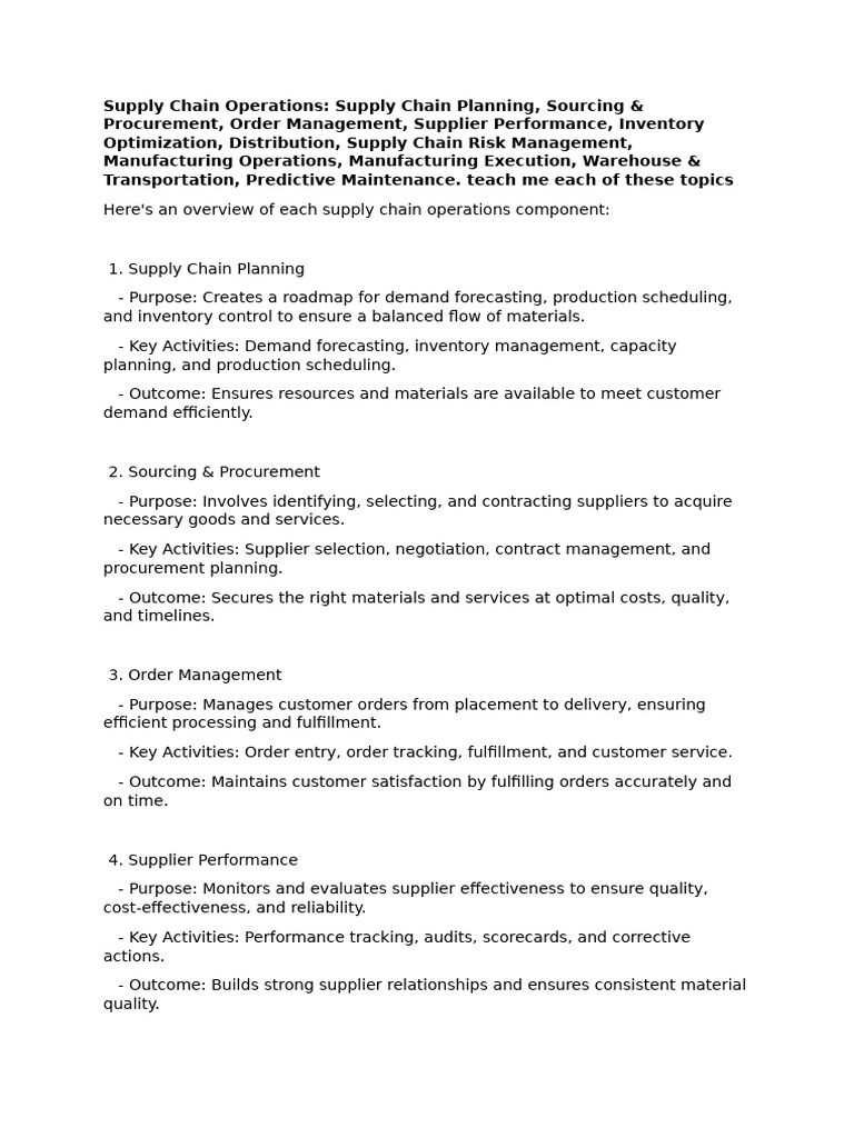 Comprehensive Guide to Supply Chain Operations | PDF | Supply Chain ...