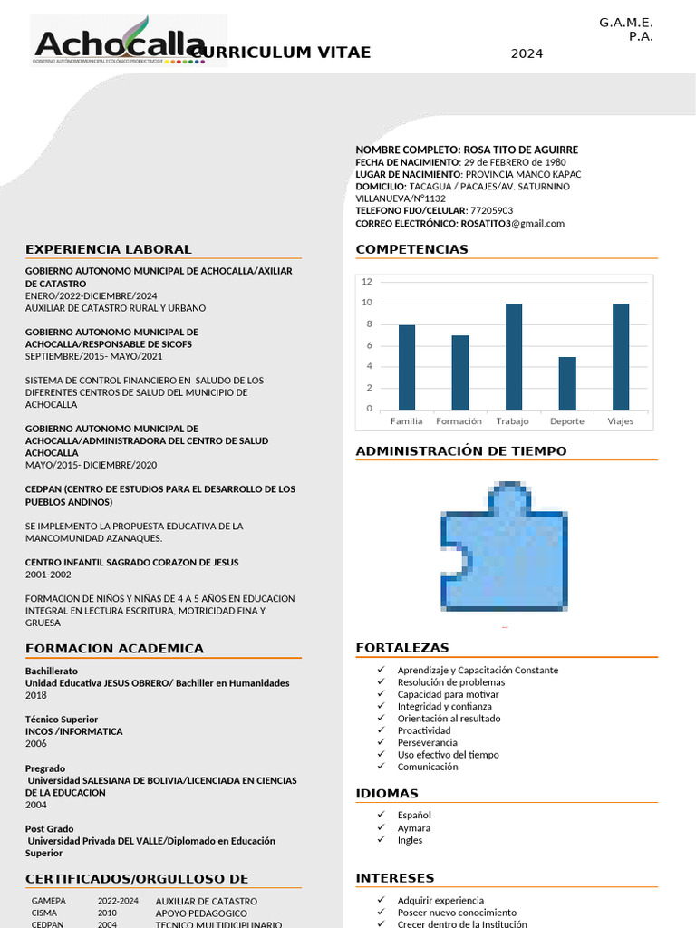 Currículum Vitae Rosa Tito 2024 | PDF | Aprendizaje
