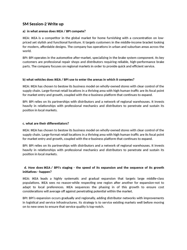 IKEA & BPI Competitive Strategies | PDF | Market (Economics) | Retail