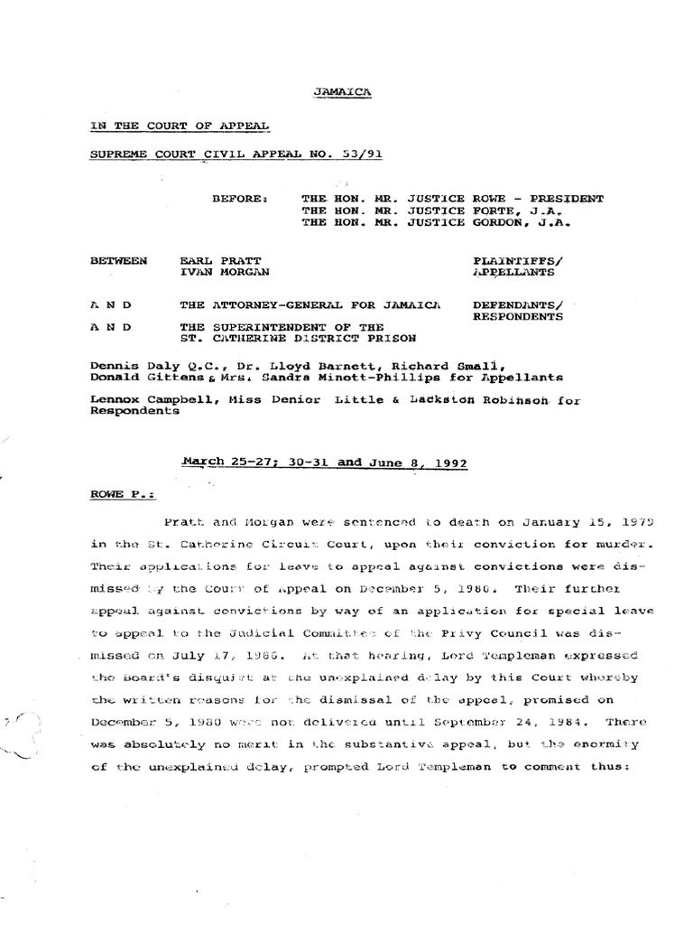 Pratt, Earl & Ivan Morgan V AG & Superintendent of The St. Catherine ...