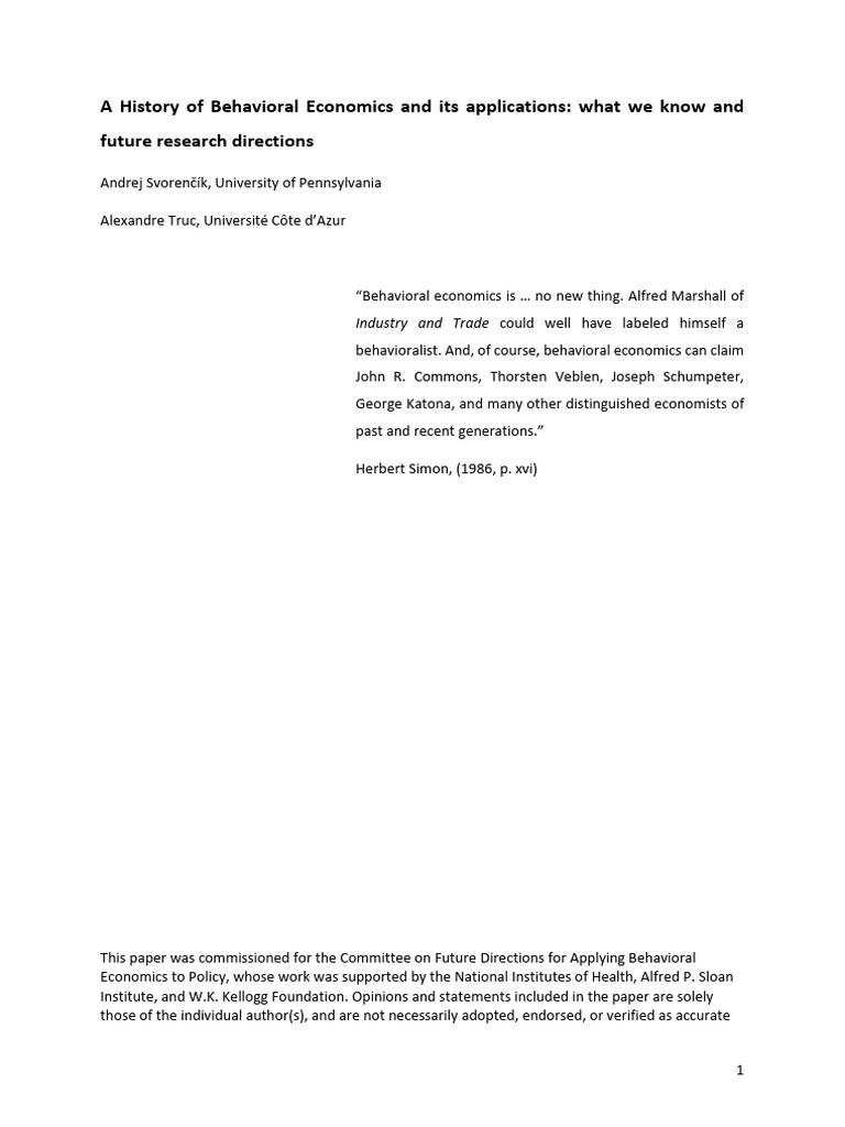George Katona's Role in Behavioral Economics | PDF | Behavioral ...