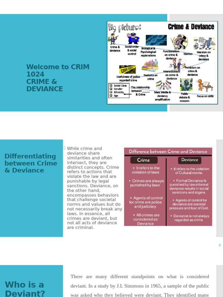 Crime and Deviance Week 1 | PDF | Deviance (Sociology) | Crimes