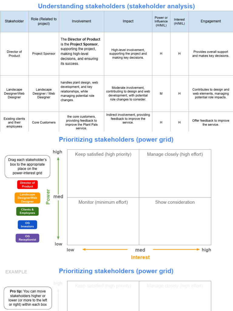 Activity Template - Stakeholder Analysis and Power Grid | PDF | Business
