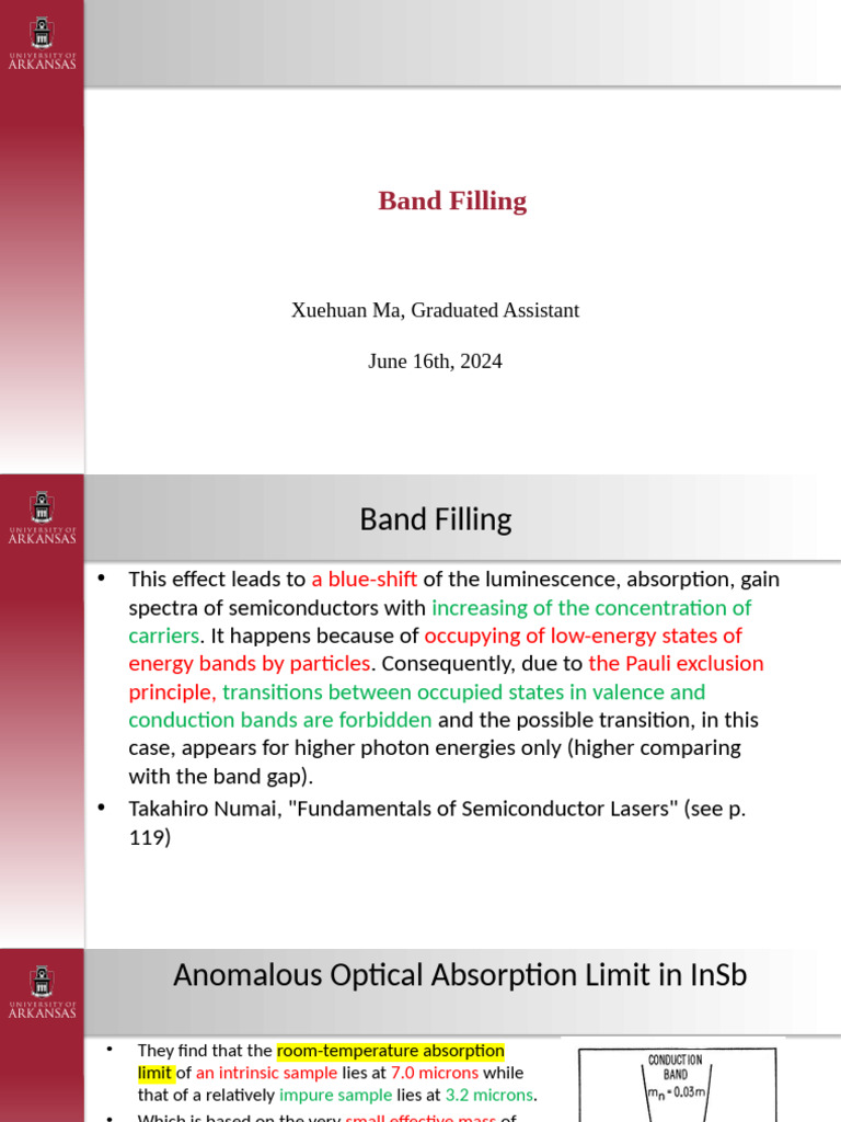 Band Filling Effects in Semiconductors | PDF | Band Gap | Semiconductors