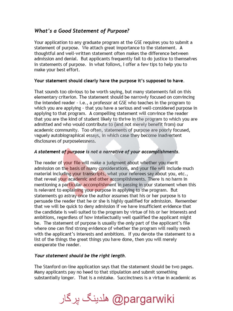 Crafting an Effective Statement of Purpose | PDF | Master's Degree ...