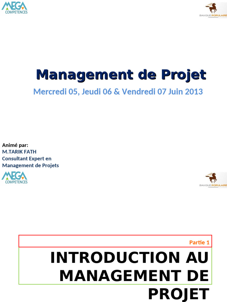 Introduction Au Management de Projet V2 | PDF | Gestion de projet ...