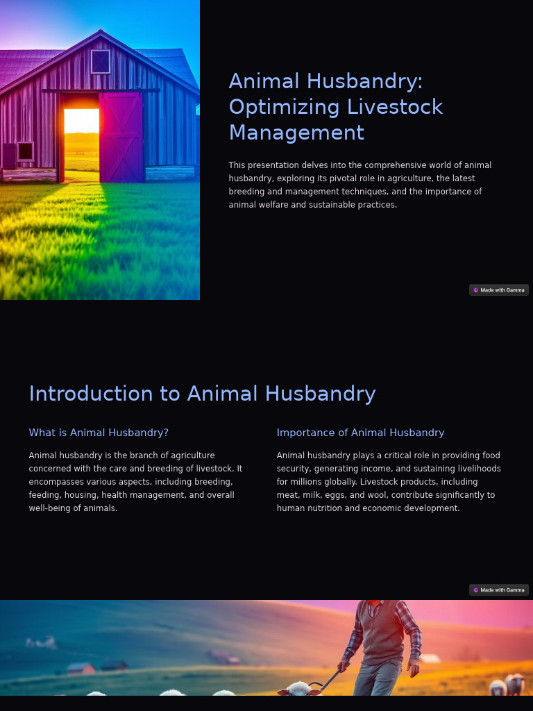 Animal Husbandry Optimizing Livestock Management | PDF | Agriculture | Livestock