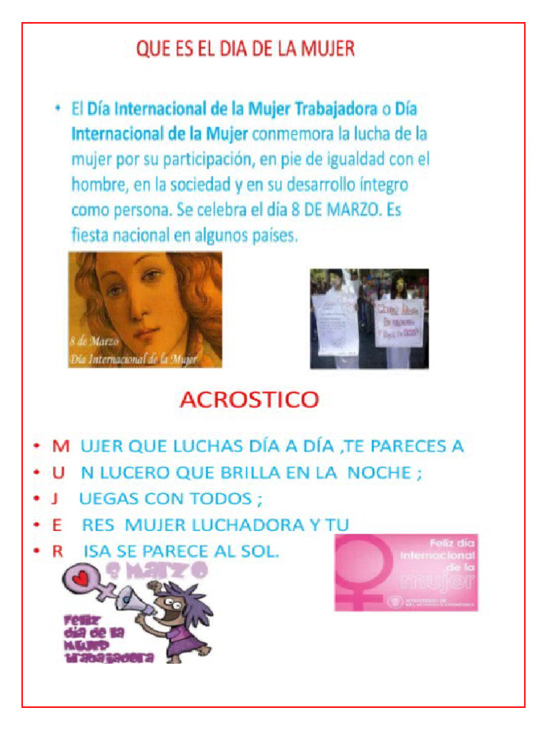 Dia Internacional de La Mujer Acrostico | PDF