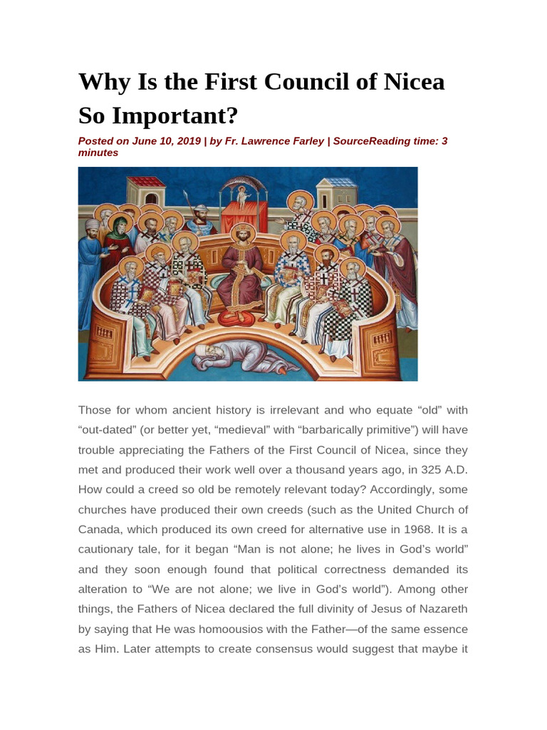 Why is the First Council of Nicea So Important | PDF | Jesus ...