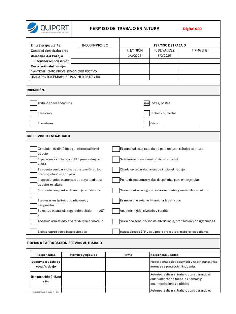 Permiso de Trabajo CQ 039 - A | PDF