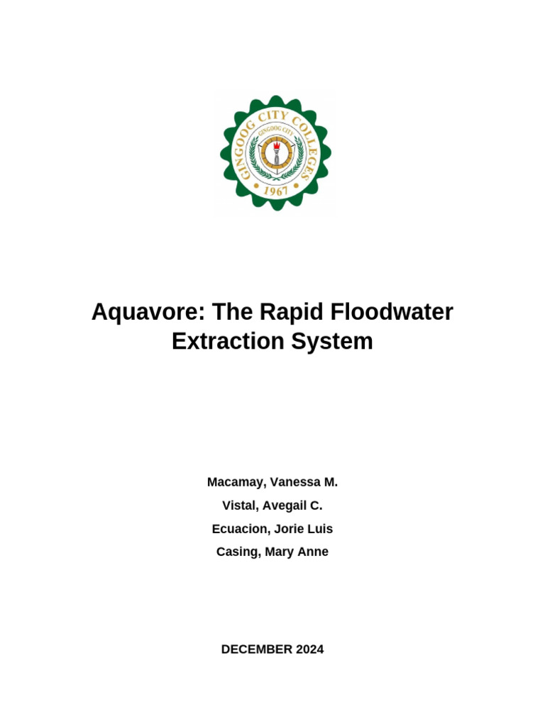 Aquavore The Rapid Floodwater Extraction System GROUP3 | PDF | Flood ...
