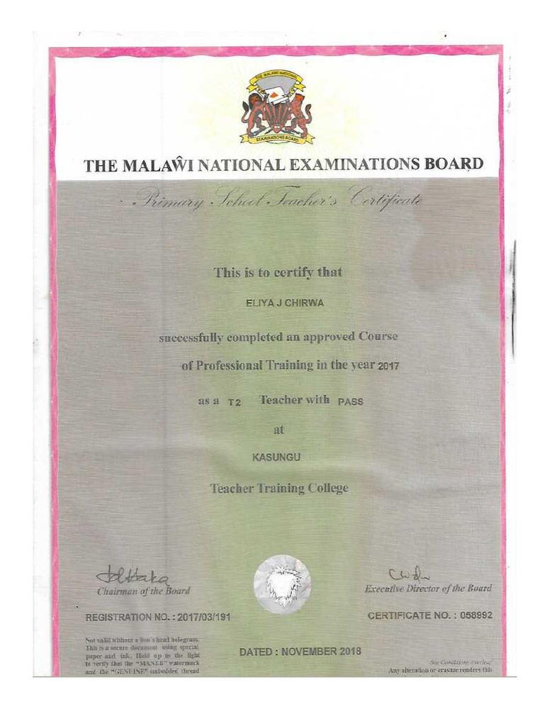 T2 Certificate | PDF