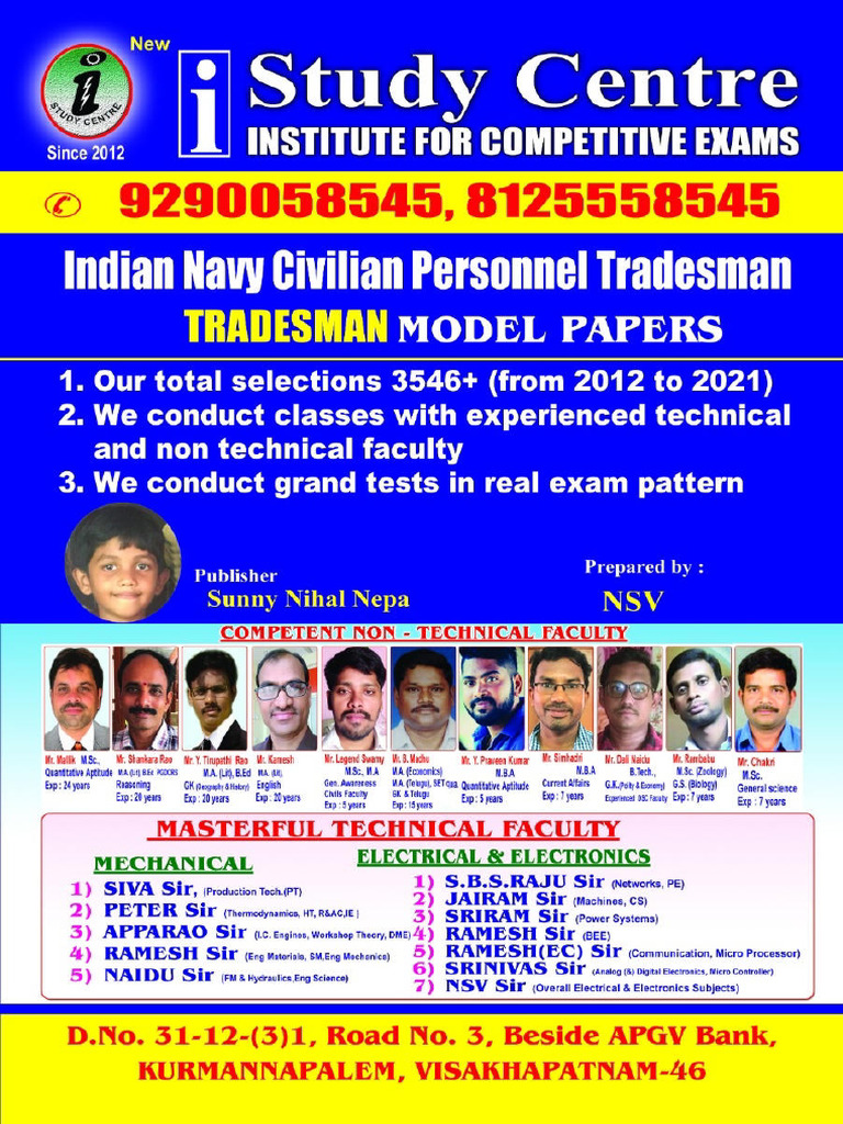Indian Navy Tradesman Model Papers | PDF | Electricity | Electromagnetism