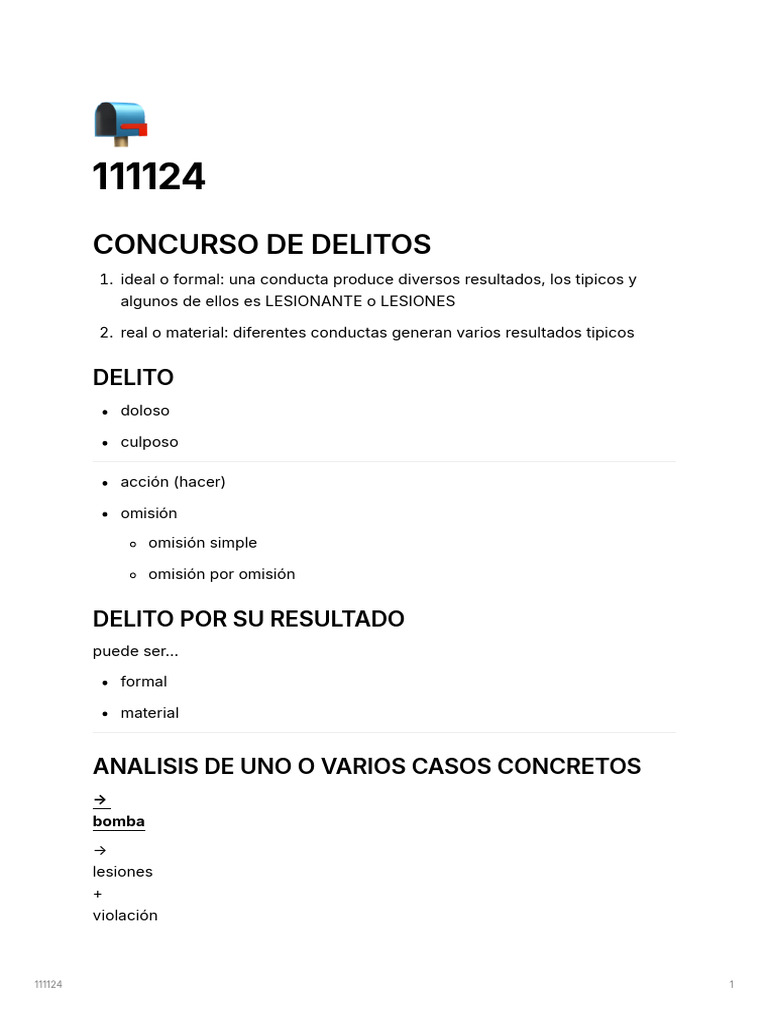 Apunte Penal Concurso de Delitos | PDF