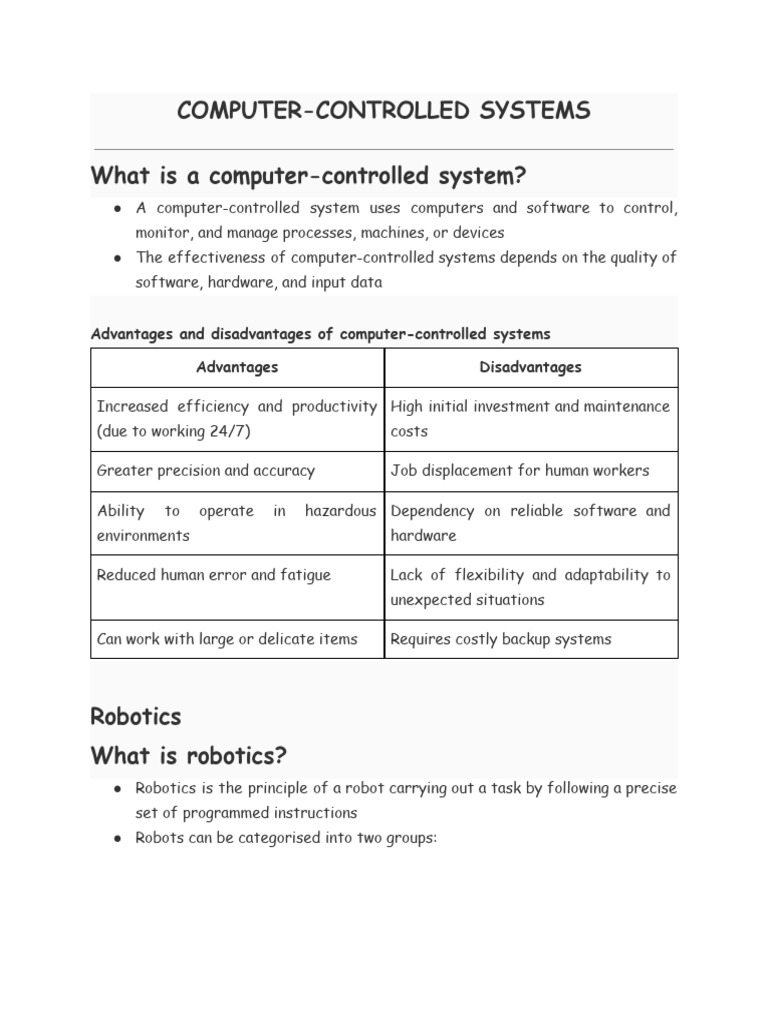 COMPUTER-CONTROLLED SYSTEMS | PDF | Robot | Robotics